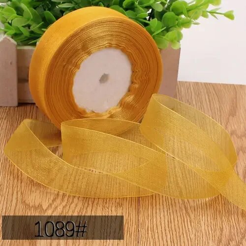 Мerylover ленты органза 2,5 см 45 м Желтый, dark yellow