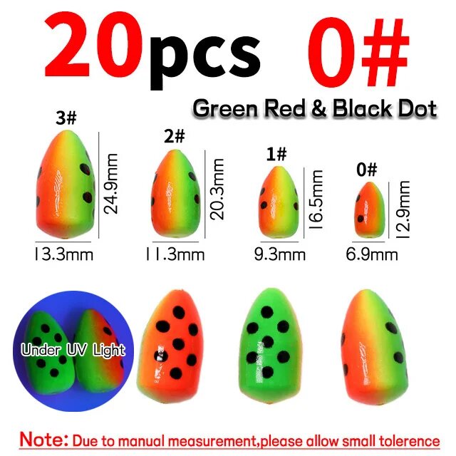 Elllv Овальные пенопластовые поплавки для рыбалки 20 шт 20pcs Green RED 0