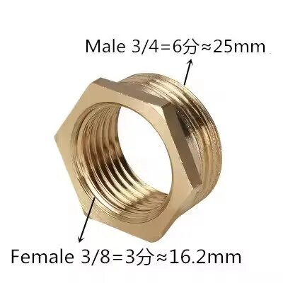 Латунный адаптер BSP 1/8", 1/4" 3l8F to 3l4M