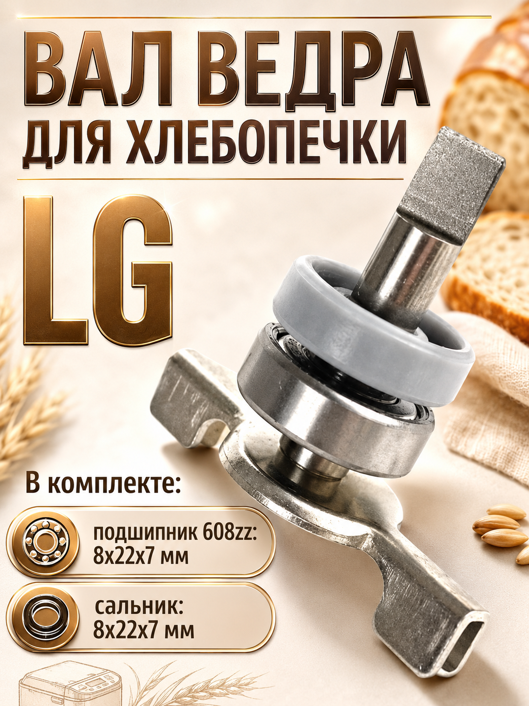 Шток для ведра хлебопечки LG (в сборе, для ведер 1,5 и 2 литра) (PN: 9999990072).