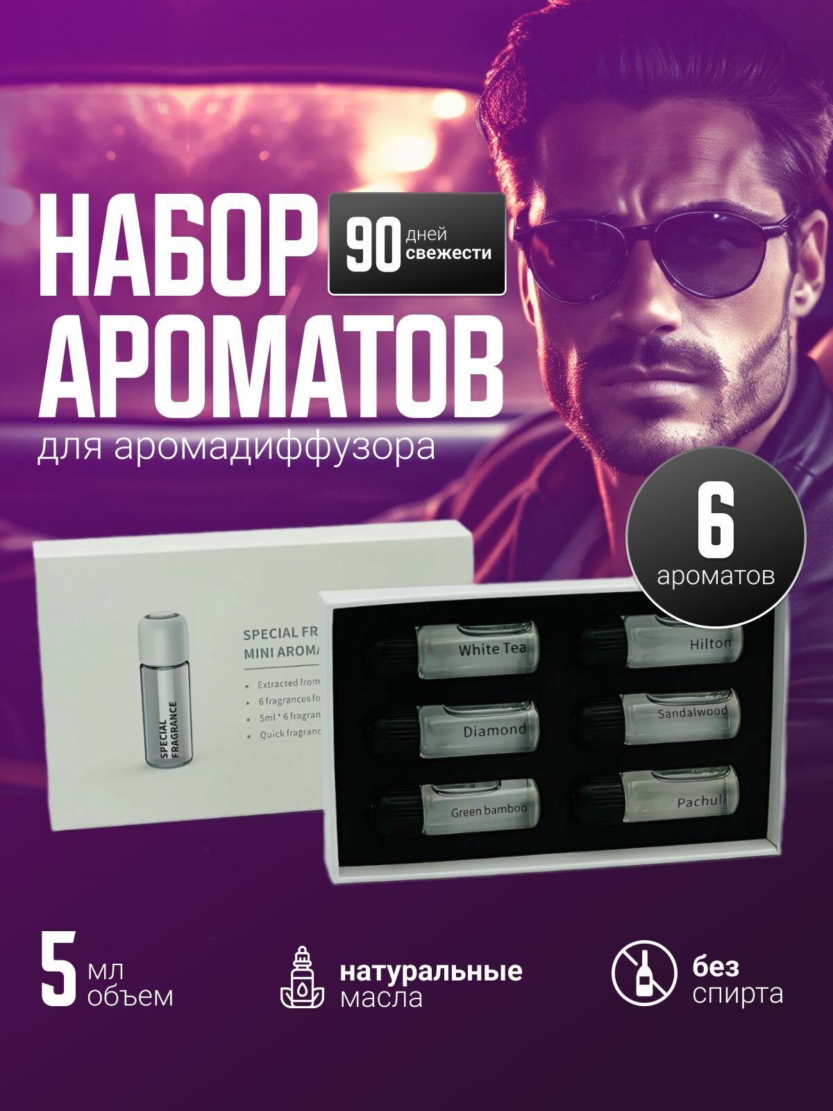 Заправка для диффузора ультразвукового, сменный флакон с аромамаслом для автомобиля
