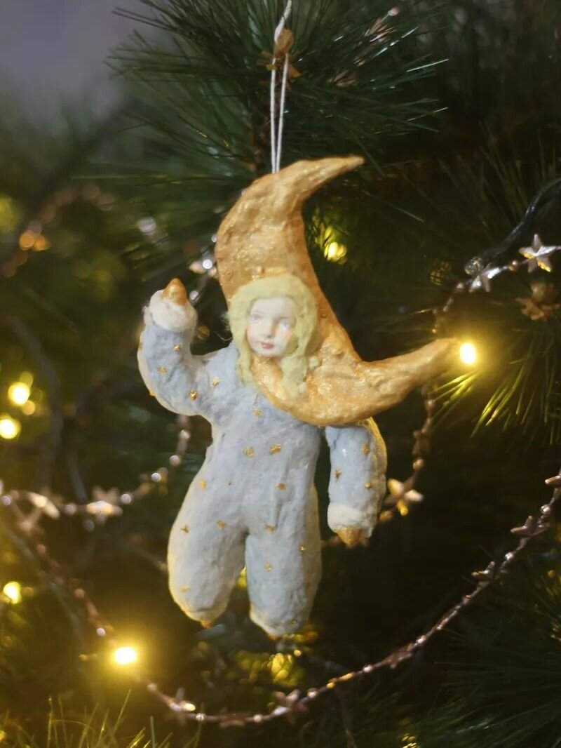 Ватная ёлочная девочка Луна