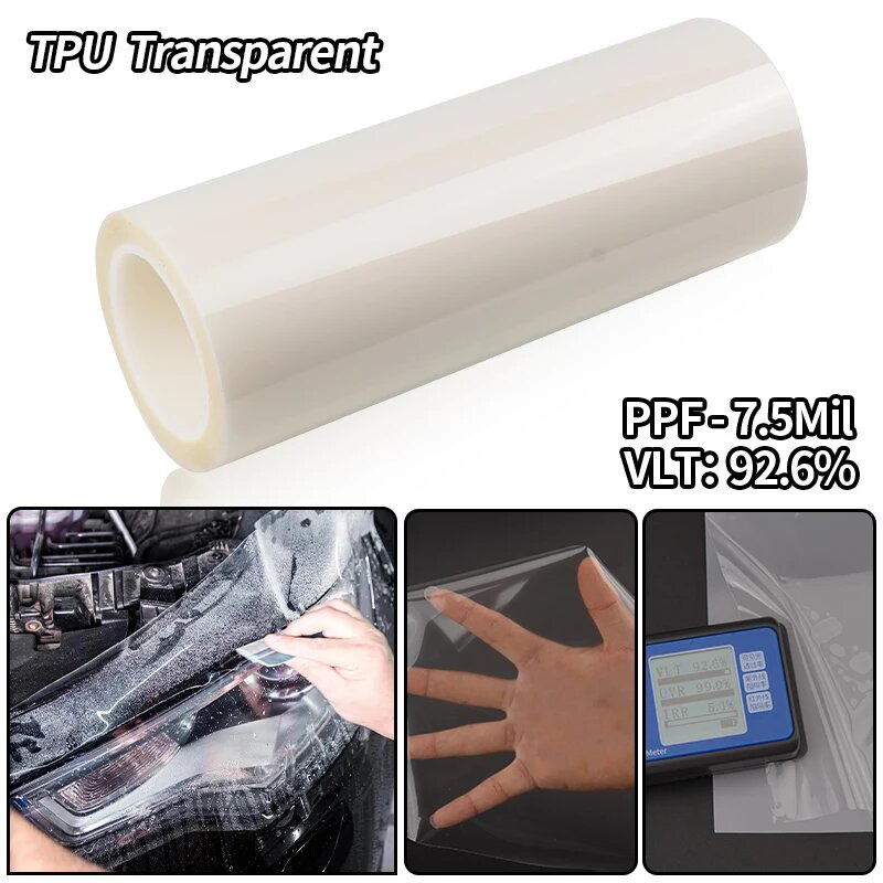 ТПУ пленка для фар Transparent, PPF-7.5Mil, VLT: 92.6%
