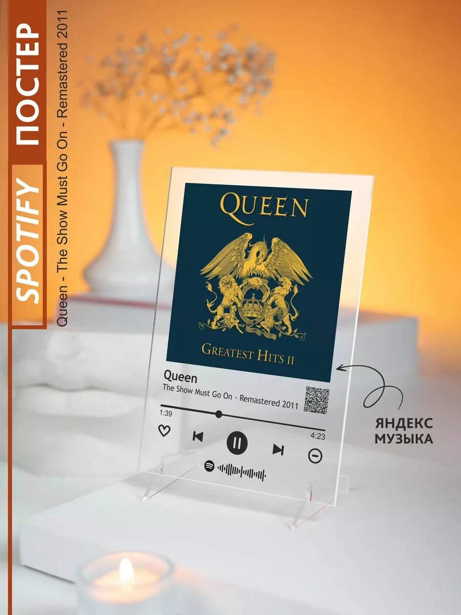 Подарок другу спотифай постер Queen - the show must go on