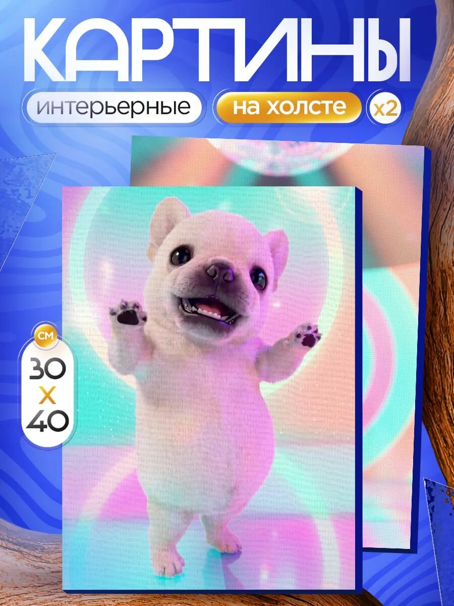 Набор из двух картин на стену для интерьера 30х40 мем Pibble