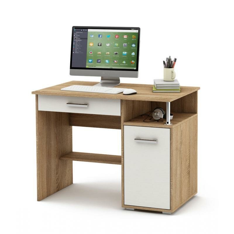Компьютерный стол Денвер-1Я дуб сонома + белый