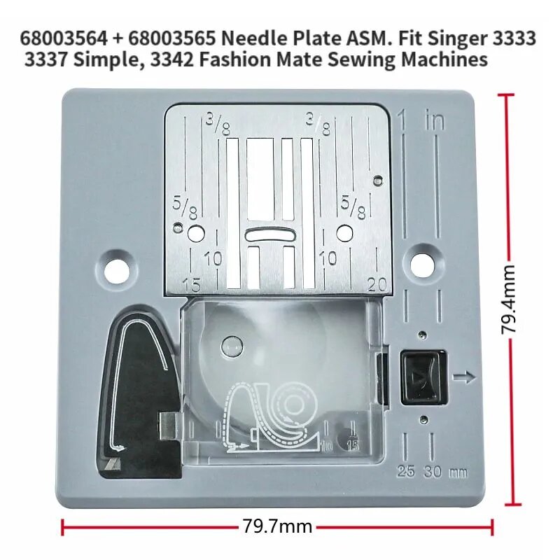 68003564 + 68003565 Игольная пластина ASM. Подходит для швейных машин Singer