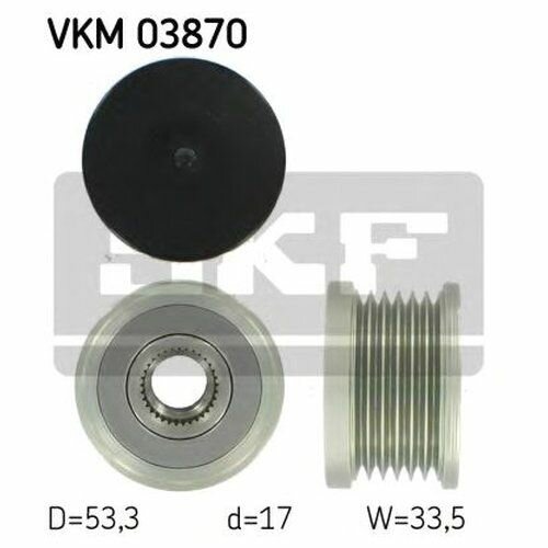 Шкив генератора SKF vkm03870 для BMW 1 серия E81, E82, E87, E88, F20, F21, 3 серия E46, E90, E91, Z4 E85; Daewoo Nexia