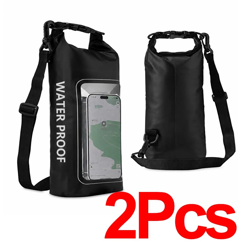 Водонепроницаемый чехол для плавания 2л, прозрачный экран Black-2Pcs