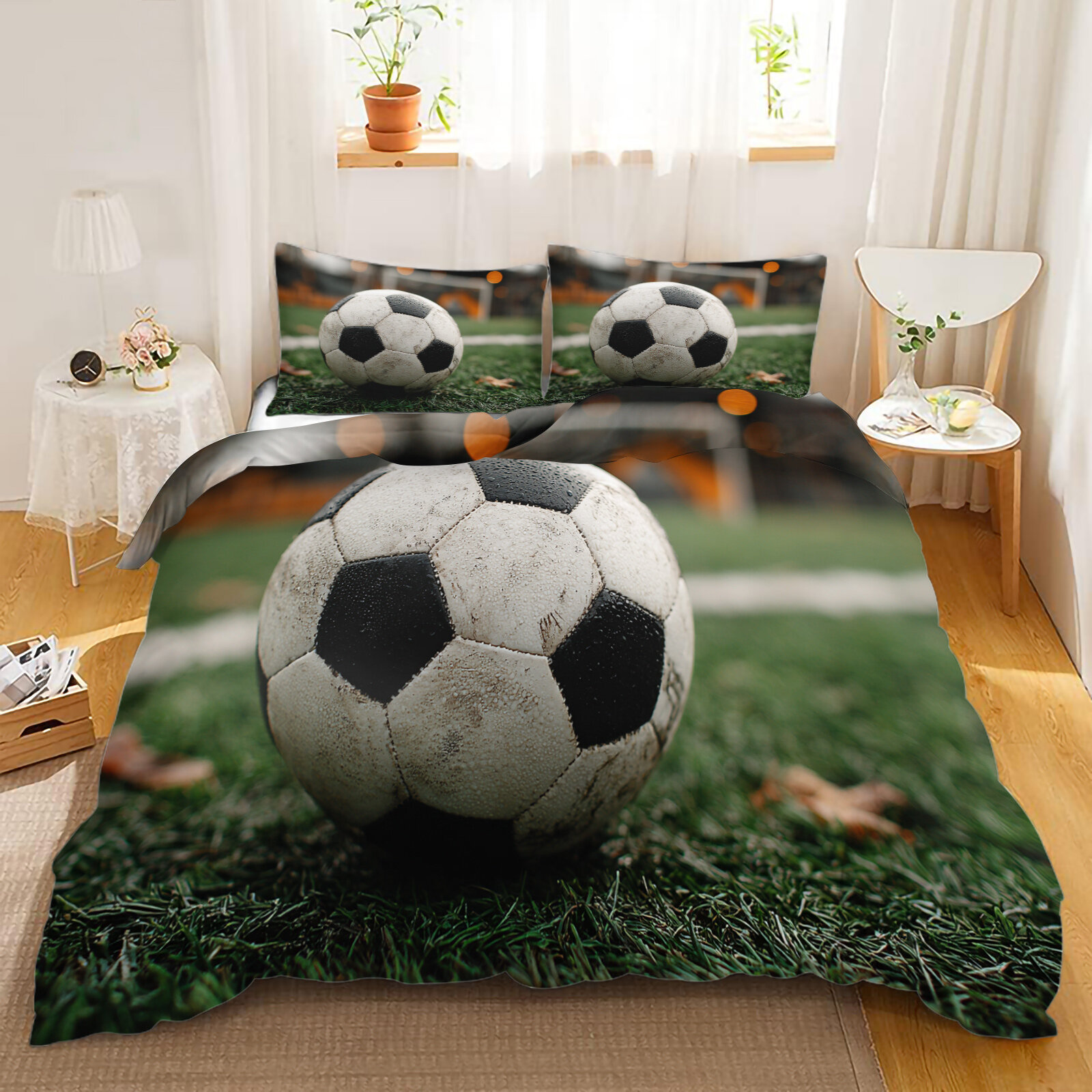 Футбол Комплект постельного белья 1.5/2-сп/Евро 3 предмета 175x215cm Спорт Mикрофибра 2 наволочки 70х70