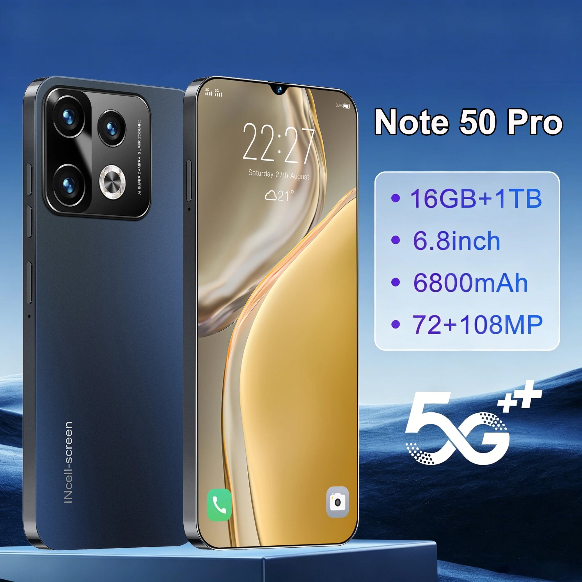 Смартфон Note 50 Pro 22ГБ/2ТБ Black — фото 1