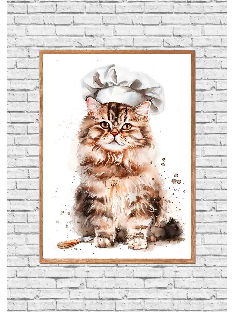 Сибирский кот Шеф-повар 2, Плакат 30x42см
