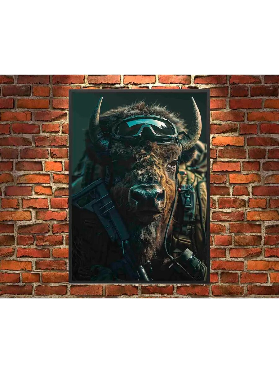 Бизон-животное-солдат 3, Плакат 30x42см