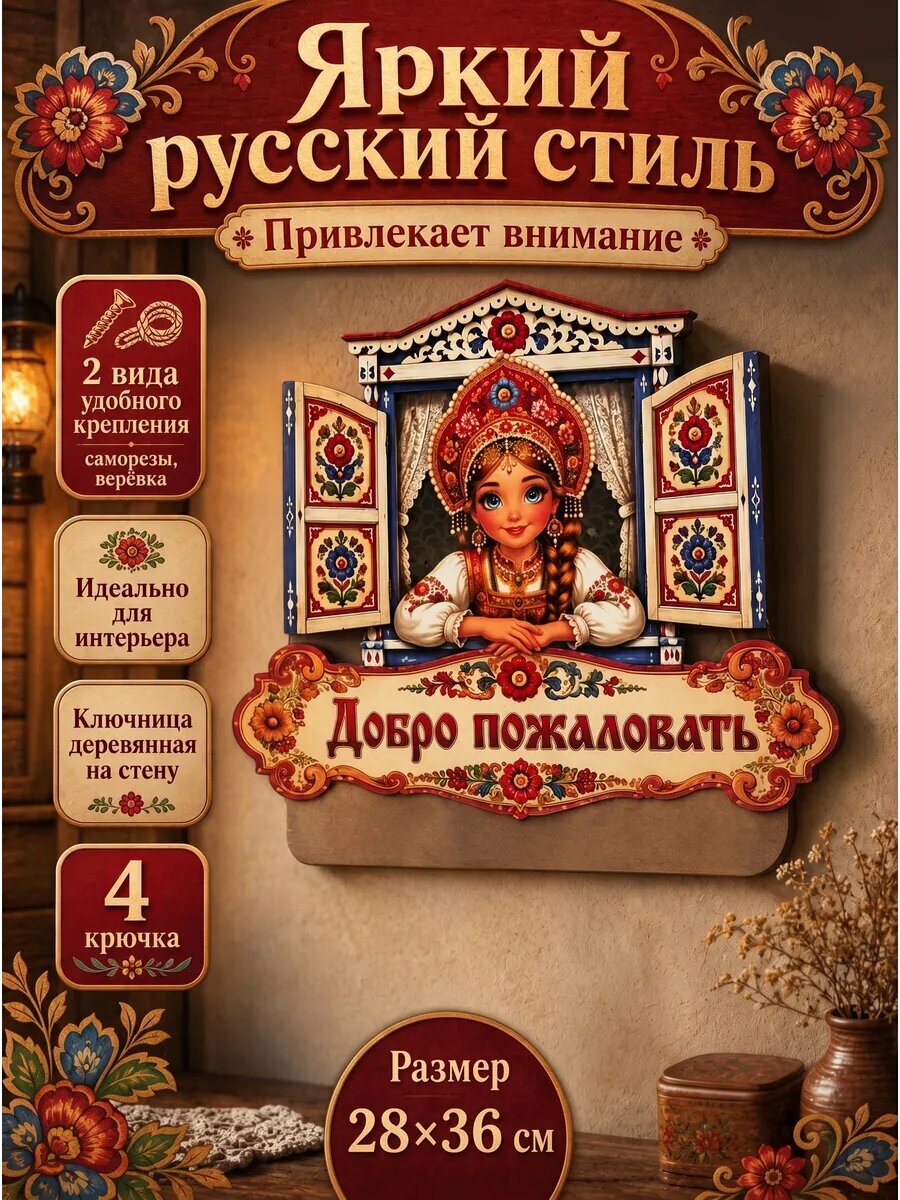 Ключница настенная деревянная