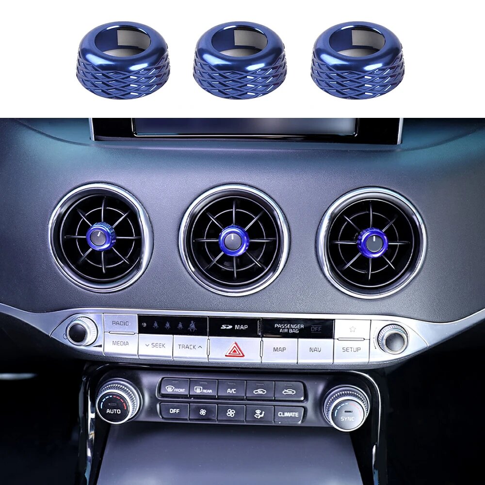 3шт. Накладки на дефлекторы Kia Stinger 2018-2023, Blue
