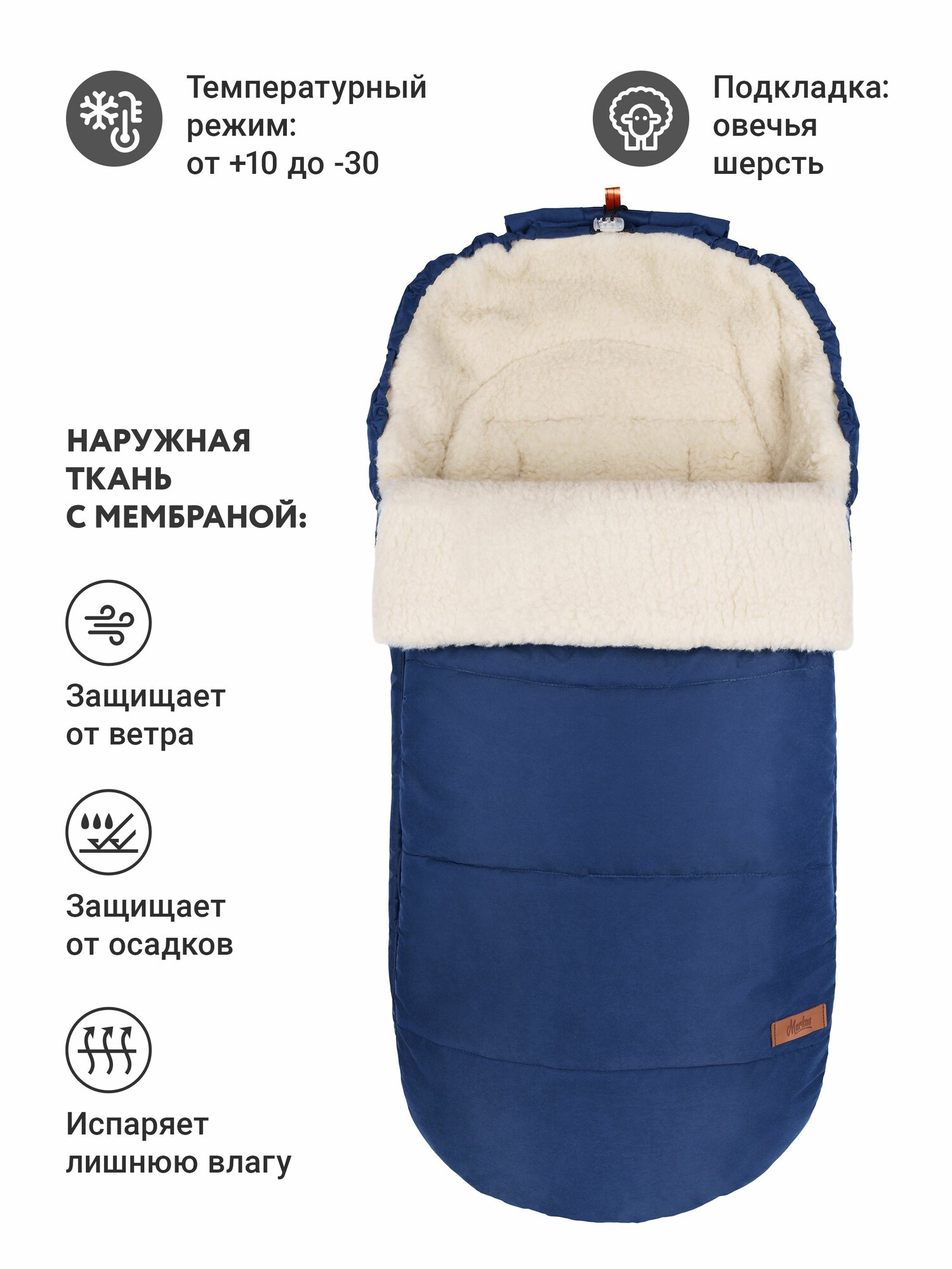 Зимний конверт в коляску Markus, модель Huge Basic, цвет темно-синий — фото 1
