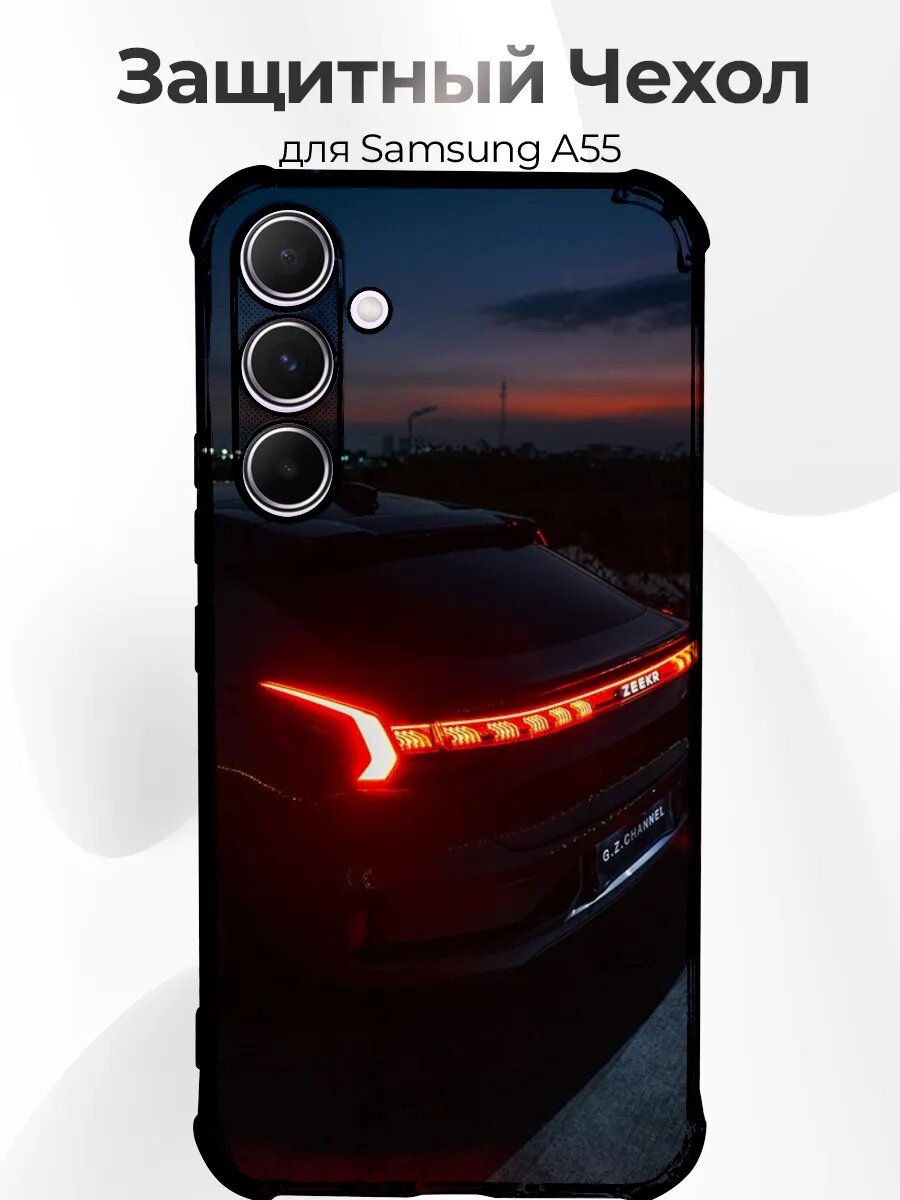 Samsung A55 Zeekr 001 ночью вид сзади