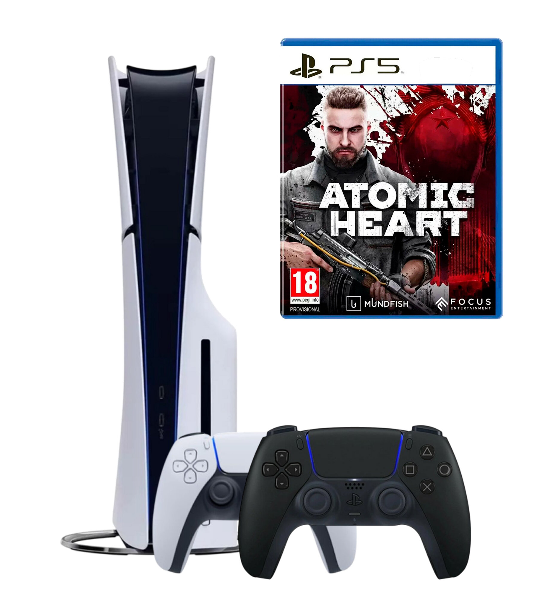Игровая приставка PlayStation 5 Slim + 2й геймпад черный + игра Atomic Heart