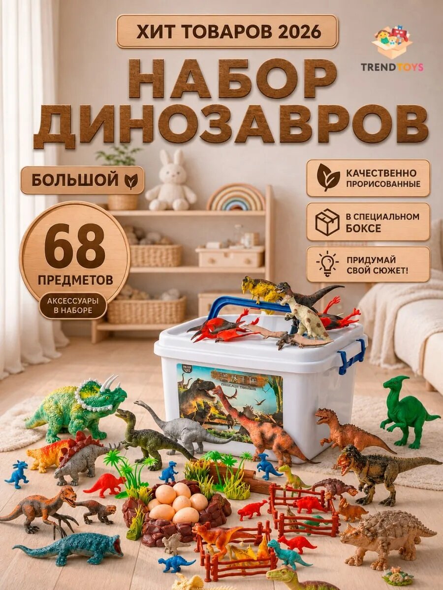 Фигурки динозавров в боксе TrendToys фигурки животных большой набор