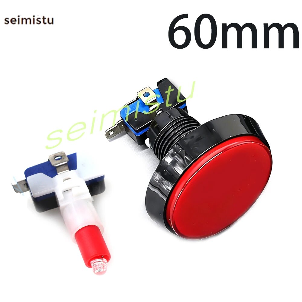 Аркадная кнопка Seimistu 60 мм с подсветкой 60MM Flat--red