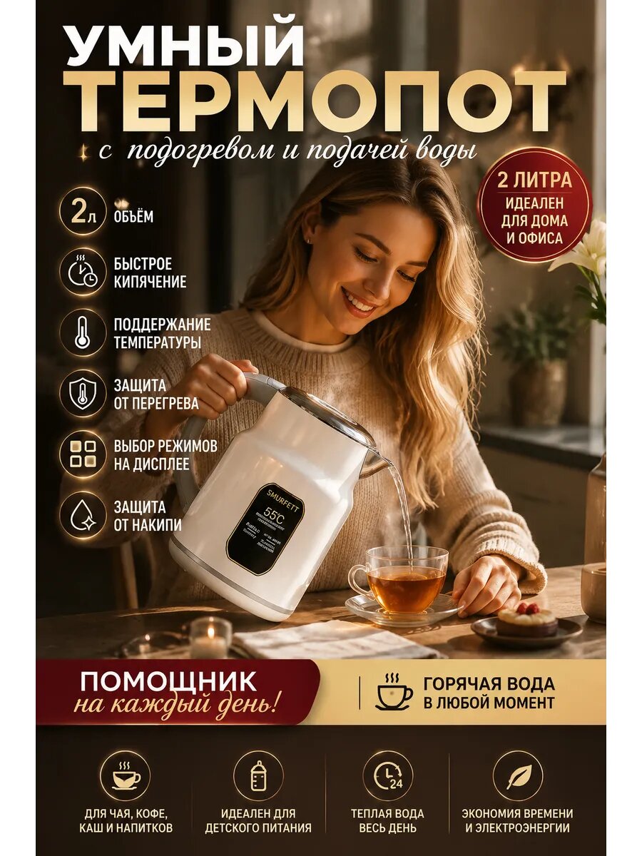 Термопот 2 л электрический с поддержанием температуры