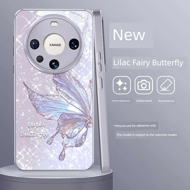 Чехол для Huawei Mate40 Pro с металлическим покрытием и линзой, дизайн 'Пурпурная Бабочка' - Нануо Пурпурный