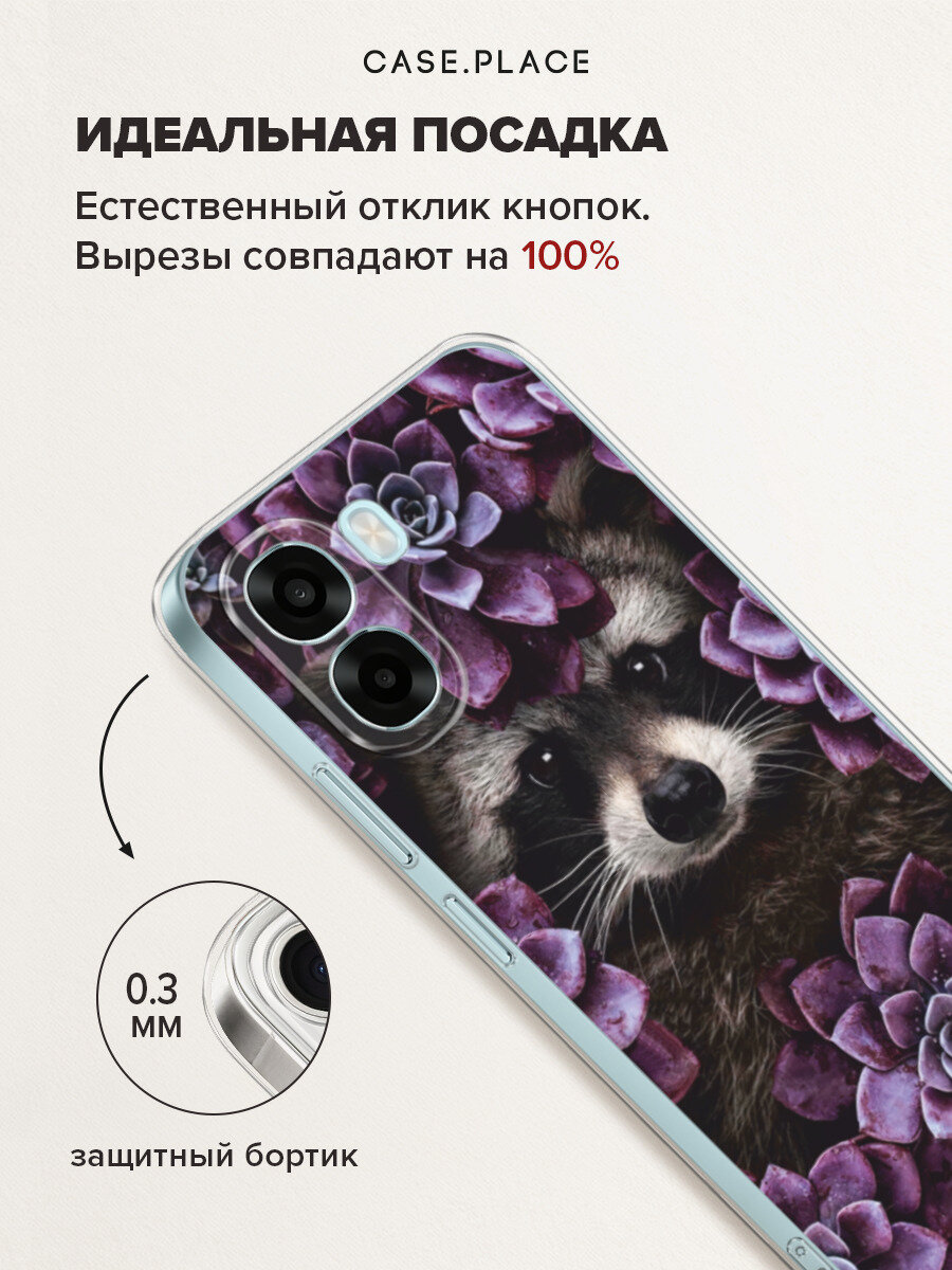 Силиконовый чехол на Oppo A6x / Оппо A6x с принтом Милашка енот — фото 1