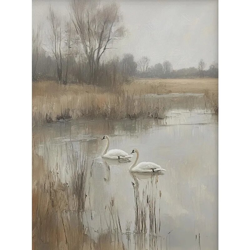 Абстрактный пейзажный постер на холсте Бежевый, 15, 40x50cm