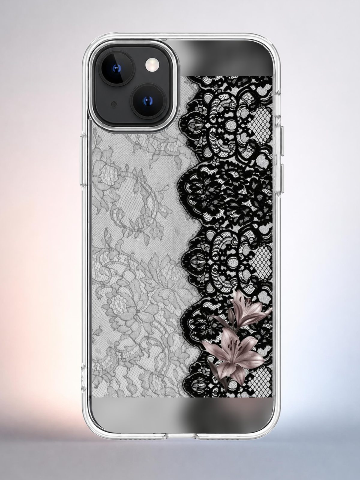 Чехол iphone 12 Чёрное кружево Y2K Indie Sleaze
