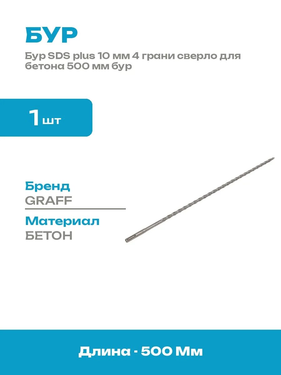 Сверло по бетону SDS plus 10 мм длина 500 мм для перфоратора