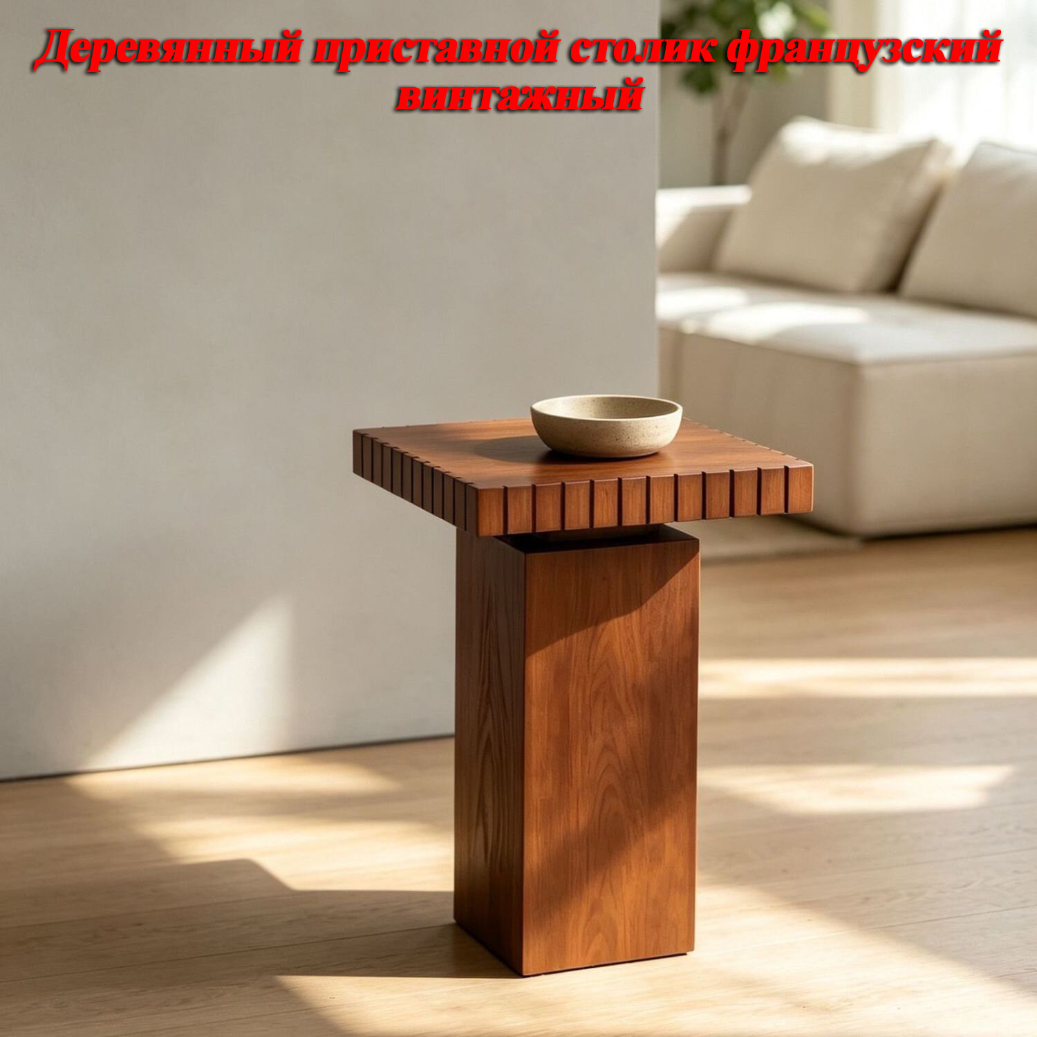 Деревянный приставной столик французский винтажный