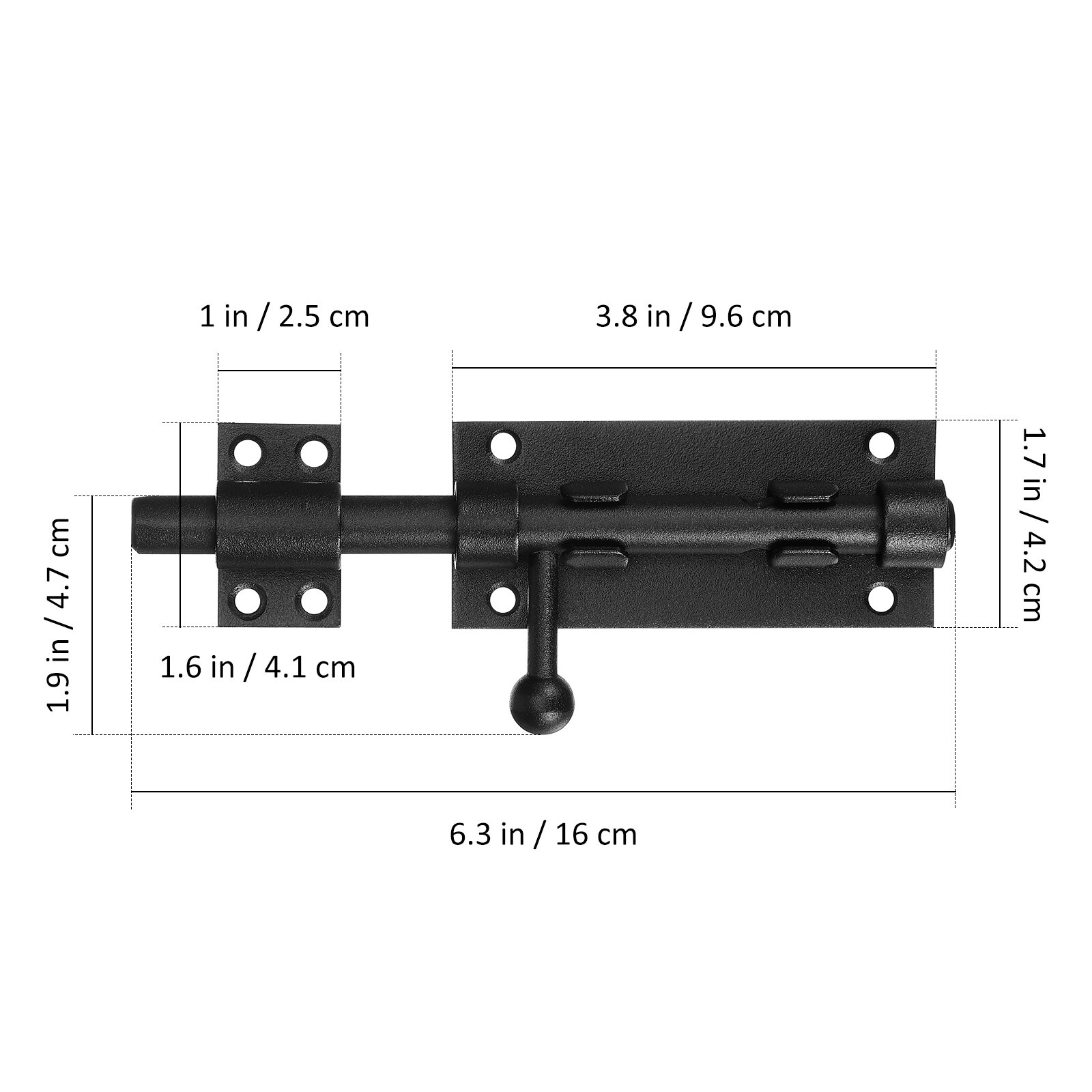 Замок Сдвижного Болта Из Нержавеющей Стали Черный 16.00X4.00X1.00Cm