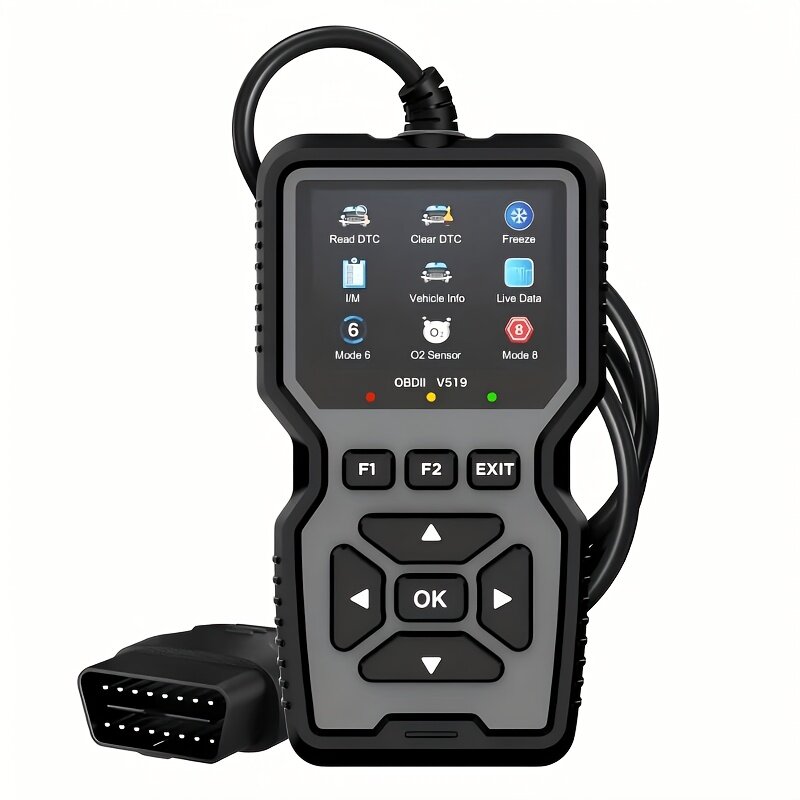 Диагностический сканер OBD2 для автомобиля с функцией сброса, поддержкой режимов 6, 8 и тестом готовности I/M, цвет серый