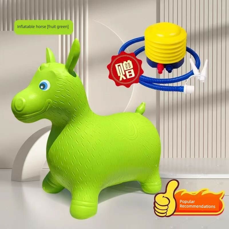 Надувная игрушка-прыгающая лошадь для детей 1-3 лет, свежий зеленый цвет, экологичный материал, безопасная для игр