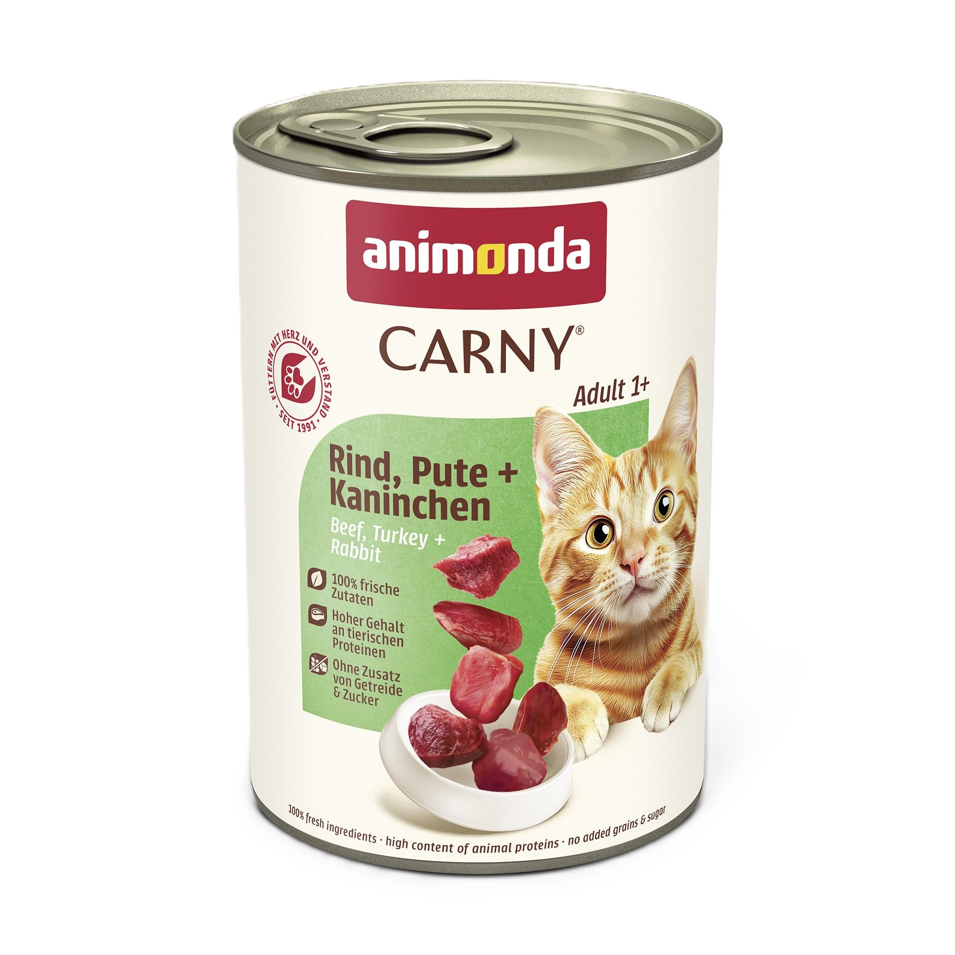 Animonda Carny Adult / Анимонда Корм для кошек влажный, с Говядиной Индейкой и Кроликом 400г x 6шт