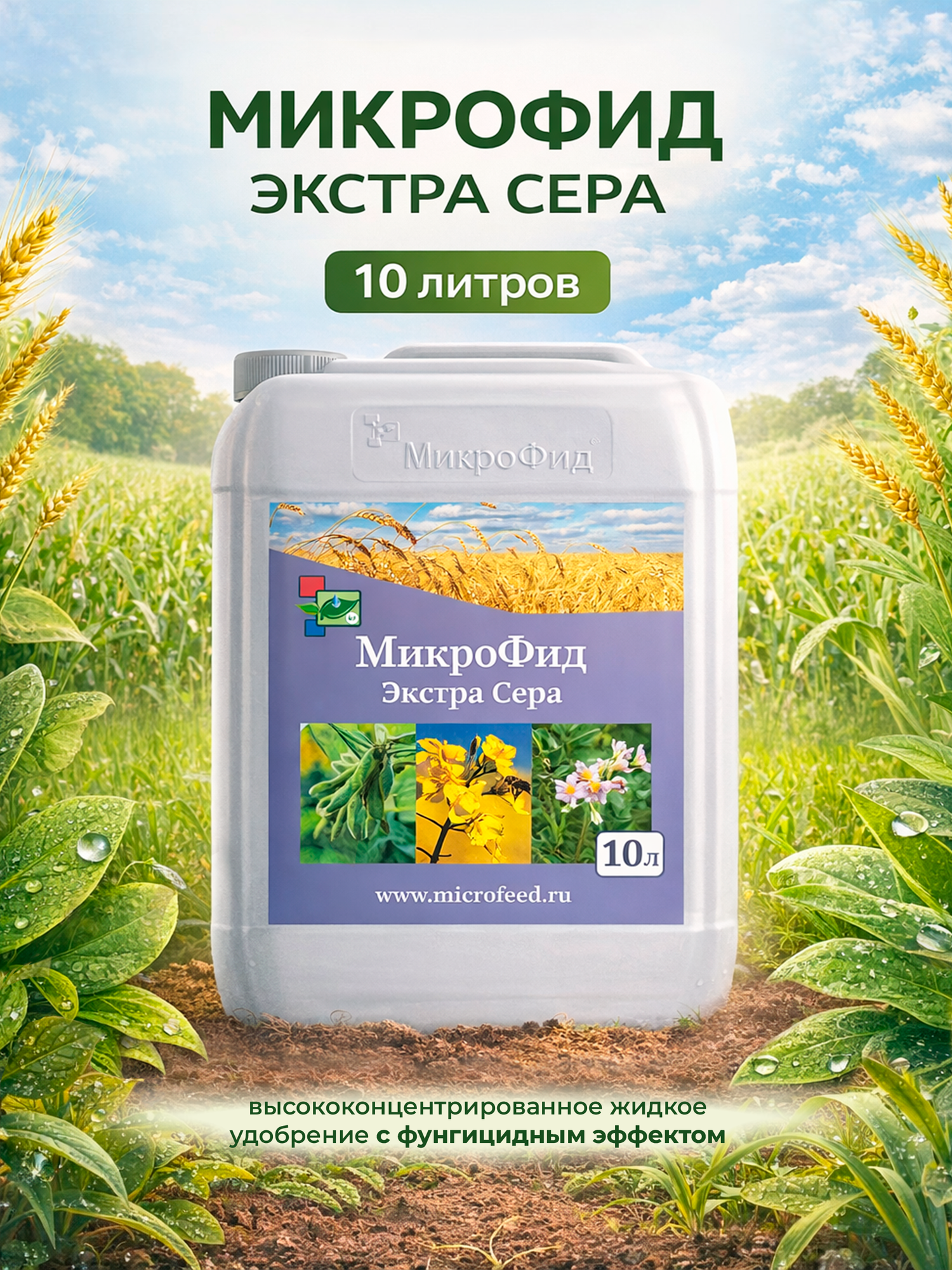 Микрофид Экстра Сера 10л, органоминеральное удобрение для внекорневых подкормок