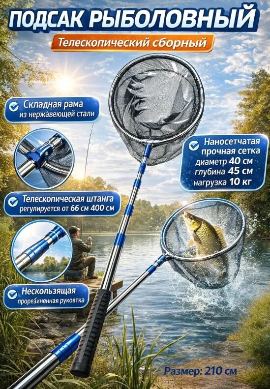 Подсачек, длина: 210 см
