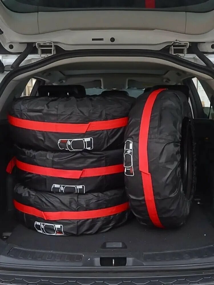 Чехол для хранения колес，Черно-красная цветовая гамма，Водостойкий и солнцезащитный крем