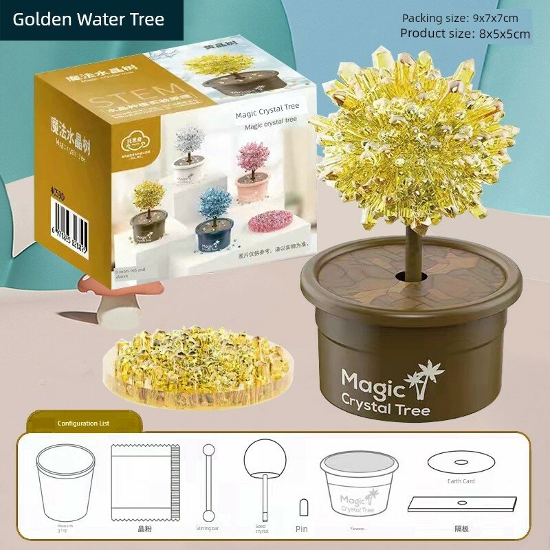 Золотой кристаллический набор для выращивания дерева - Образовательная игрушка STEM для детей, DIY научный эксперимент,