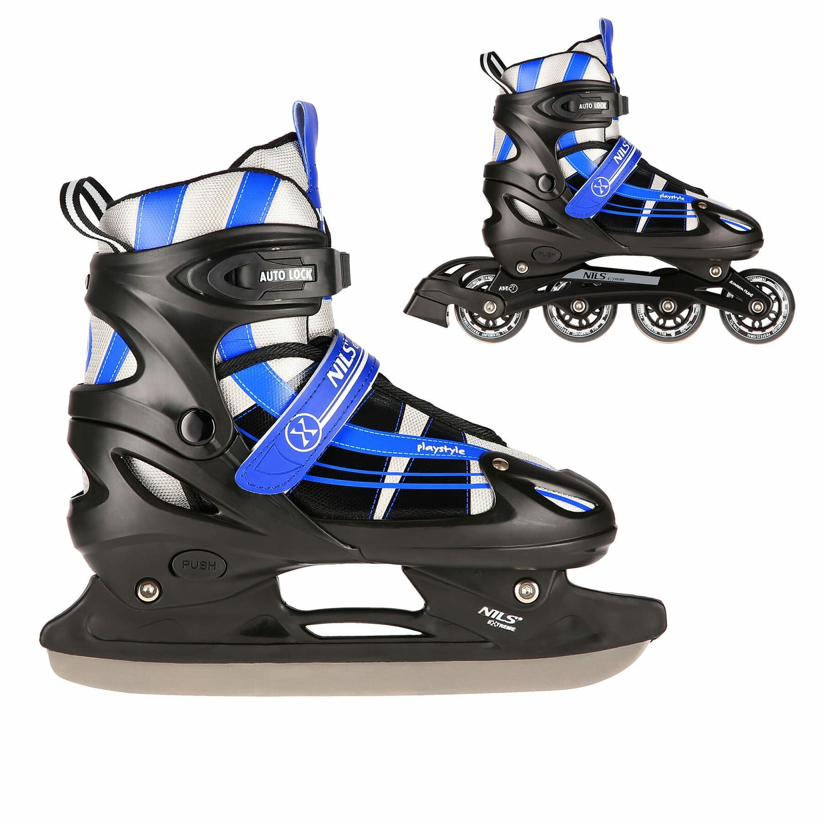 DECATHLON роликовые коньки Nils Extreme NH18366 2в1, темно-синий/черный/белый, размер 31/34