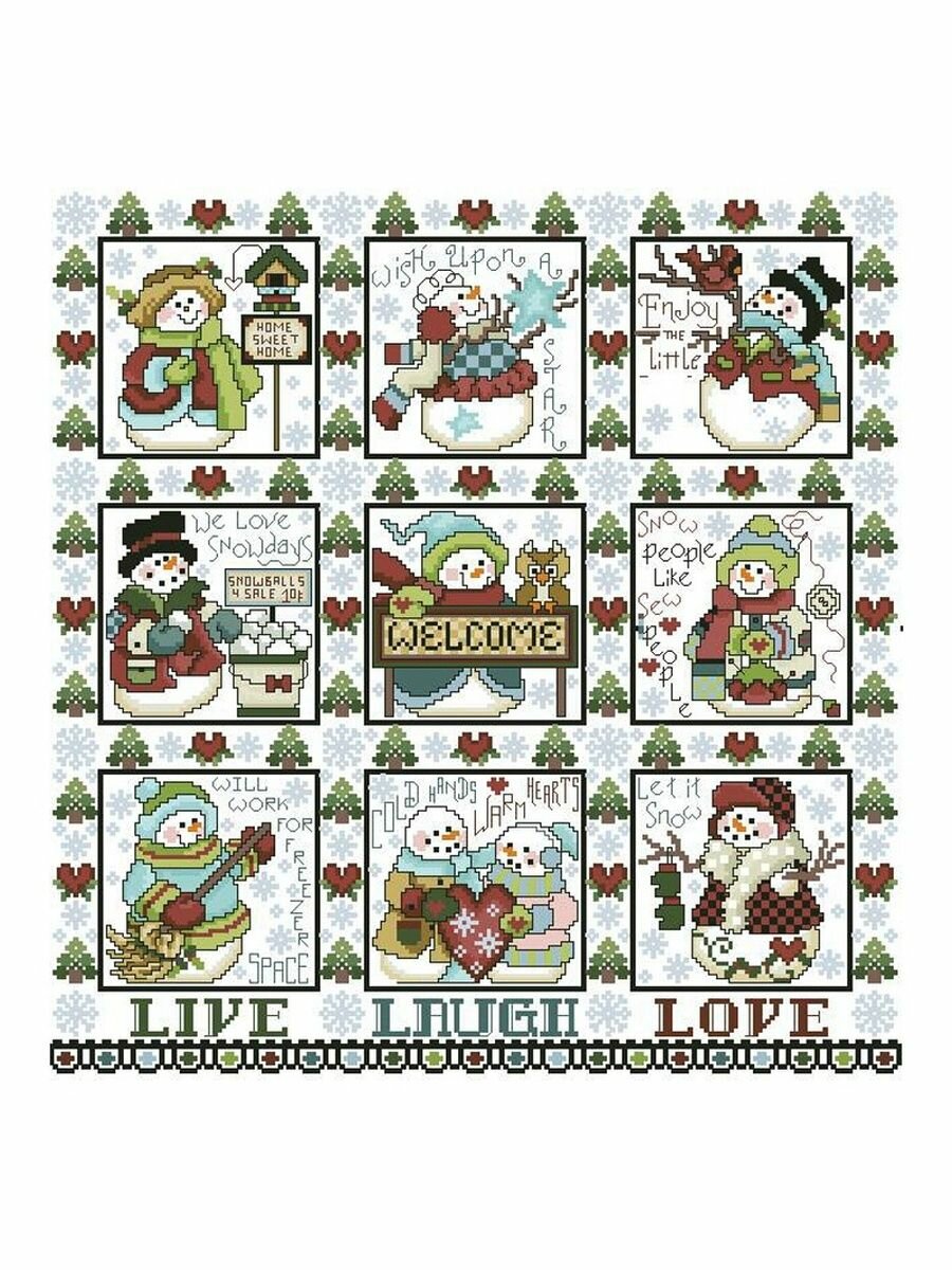 Набор для рукоделия Amishop " Book 477 Frosty Friend Blocks ", 18CT Aida, 30 x 31 см, 29 цветов, 209 x 215 стежков