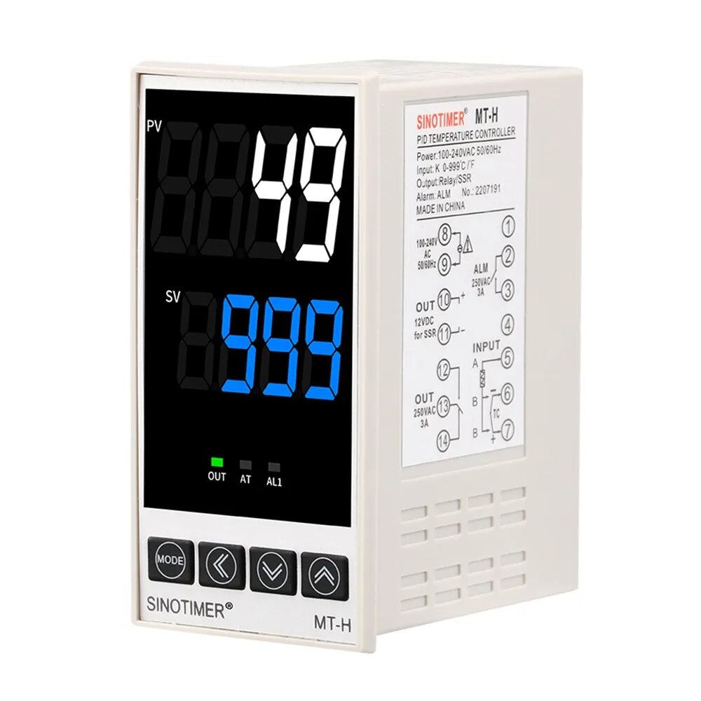 Цифровой ПИД-регулятор температуры SINOTIMER MT-H, термостат 100-240В