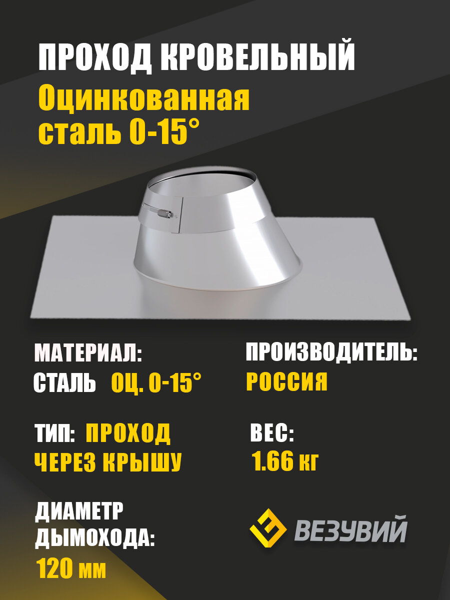 Проход кровельный (Оц 0,5мм) 0-15° д.120