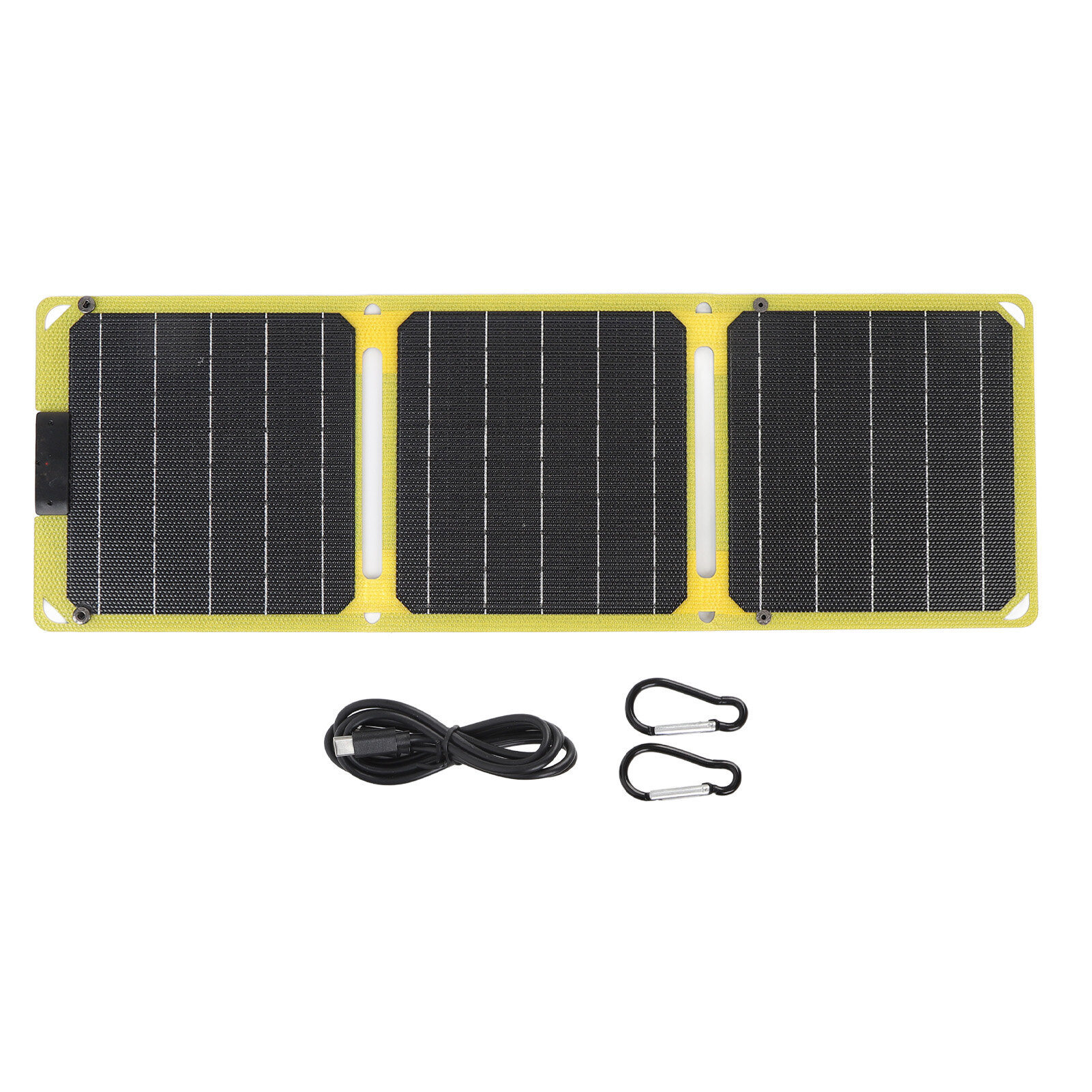 Складная солнечная панель 30W Монокристаллическая 3 -кратная ETFE Ultra Thin Pomentable Solar Charger с 2 -м типом C для компьютера. Флуоресцентный желтый