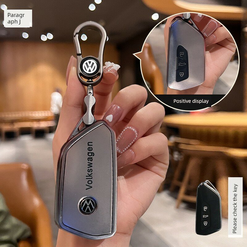 Чехол для ключей Volkswagen умный 3-кнопочный с гун-металл задней этикеткой и ярким гун-металл автомобильным значком