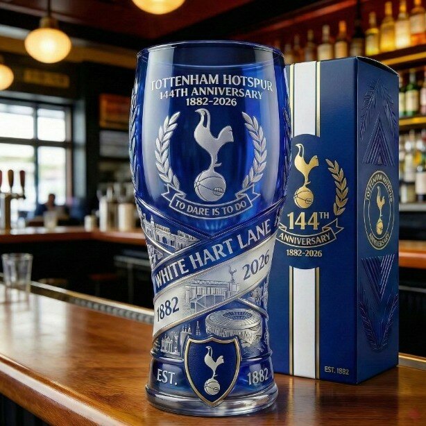 Стеклянный пивной бокал, Футбольный юбилей, Tottenham Hotspur, Пинтовый стаканчик, Цветное стекло
