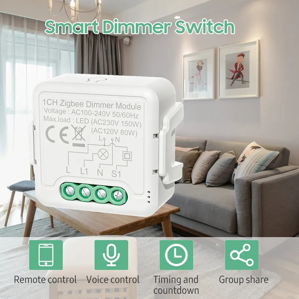 Zigbee умный диммермодуль, APP удаленное управление, голосовое управление, таймер, групповой доступ,