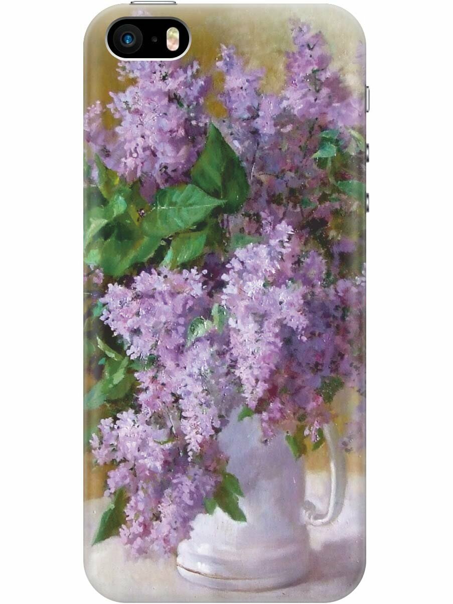 Силиконовый чехол на Apple iPhone SE / 5s / 5 / Эпл Айфон 5 / 5с / СЕ с рисунком "Букет сирени"