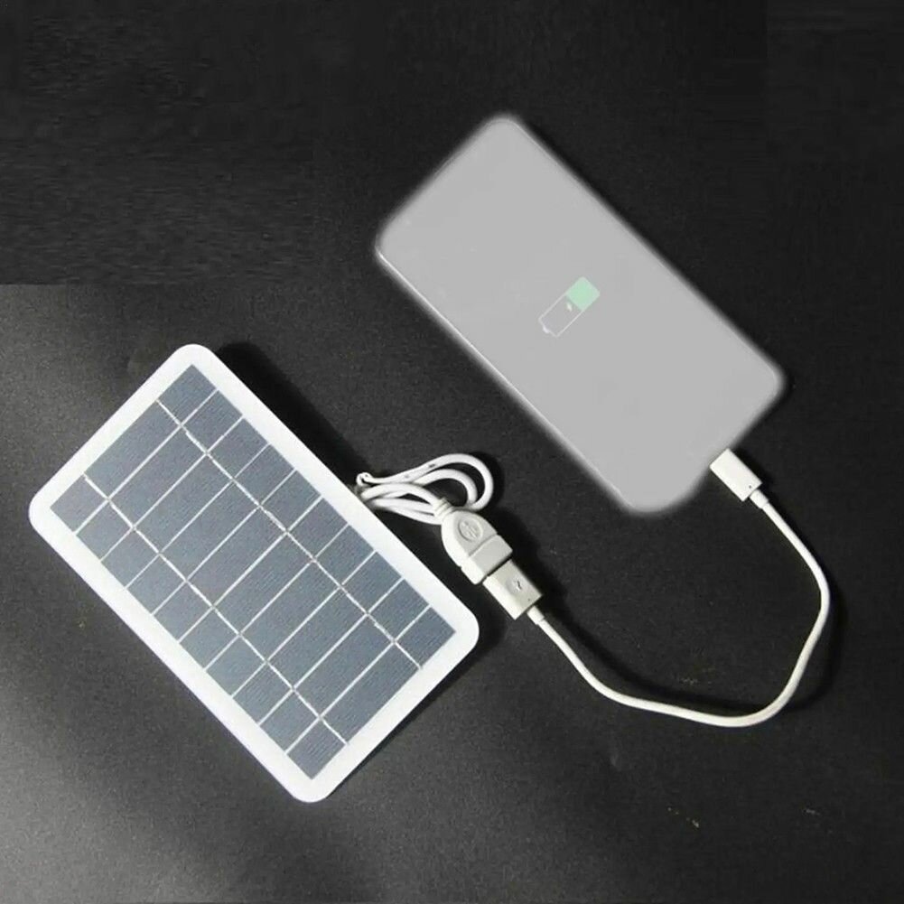 Портативная солнечная панель 5W 5V с USB для зарядки телефонов и гаджетов — IP65, поликремний, 157×94 мм, чёрная