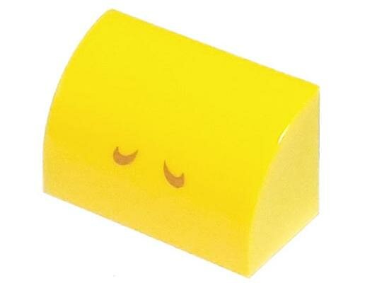 Деталь Lego 37352pb015 Slope, Curved 1 x 2 with 2 Medium Nougat Curved Lines Pattern (Super Mario Kamek / Toady Nostrils)